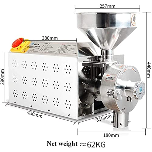 Commercial Electric Grain Grinder, Industrial Chili Grinder, Sesame Peanut Walnut Almond Spice, Stainless Steel Bean Food Grinder