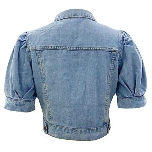 Gerichy Womens Tops, Denim Shirt Women Short, Fall Clothes for Women 2023 Trendy, Women's Oversized Denim Jacket Puff Sleeve Button Down Trendy New Jean Jacket