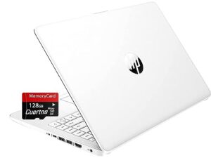 hp stream 14" hd thin and light laptop, intel celeron n4120, 16gb ram, 64gb emmc storage, long battery life, hd webcam, hdmi, white, office 365 1-year, windows 11 s, 128gb cuertns microsd