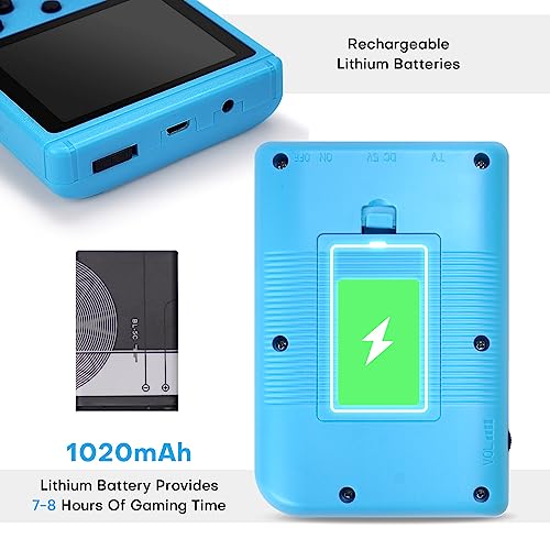 Retro Handheld Game Console,Handheld Game Console， 400+ Classical FC Games,Portable Gaming Kids Electronics with Color case Mini Video Games Gameboy Support Connecting TV & 2 Players(Blue 400)