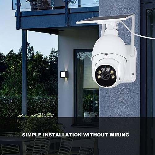 Solar Powered 1080P Security Camera 355° Pan Tilt AI Human Detection 2 Way Talk Extended Battery Life for Yard Factory Orchard Night Security Camera