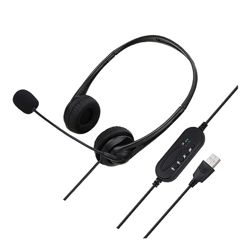 UKCOCO 2pcs Business Traffic Headset Noise Cancelling Earphones Wired Over Ear Headphones Corded Headphones Earphones with mic Wire Control Headset Headphones with mic Sponge USB