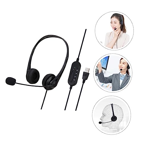 UKCOCO 2pcs Business Traffic Headset Noise Cancelling Earphones Wired Over Ear Headphones Corded Headphones Earphones with mic Wire Control Headset Headphones with mic Sponge USB