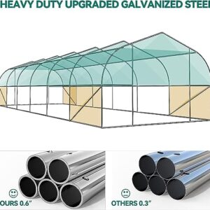 YITAHOME 30x10x6.5ft Greenhouse Large Heavy Duty Greenhouses Outdoor Tunnel Walk in Green House Gardening Upgraded Galvanized Steel Frame Ropes Zipper Doors 7 Crossbars Garden, Green