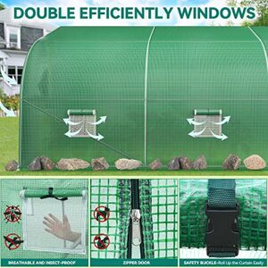 YITAHOME 30x10x6.5ft Greenhouse Large Heavy Duty Greenhouses Outdoor Tunnel Walk in Green House Gardening Upgraded Galvanized Steel Frame Ropes Zipper Doors 7 Crossbars Garden, Green