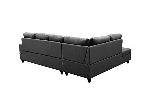 OPTOUGH L-Shape Fabric Sectional Couch for Living Room,Left Consort Sofa with Moveable Storage Ottoman and Two Pillows, Gray