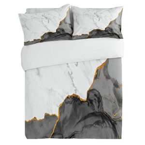 Abstract Marble Art 3 Pieces California King Bedding Duvet Covers Set Grey White Agate Stone Soft Quilt Cover and Pillow Shams,Lightweight Comforter Cover Sets for Bedroom Decor Nature Texture