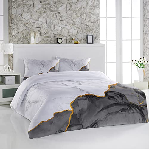 Abstract Marble Art 3 Pieces California King Bedding Duvet Covers Set Grey White Agate Stone Soft Quilt Cover and Pillow Shams,Lightweight Comforter Cover Sets for Bedroom Decor Nature Texture