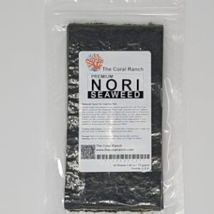 The Coral Ranch - Premium Nori Seaweed - 50 Sheets - Resealable Pack - Food for Marine Fish, Tangs, Butterfly Fish, Angelfish. (75 Gram) / 2.64 oz