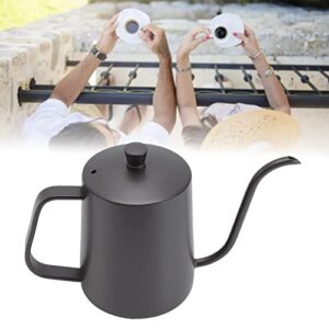 Ikunde Long Narrow Coffee Kettle Black Stainless Steel Rustproof Small Pour Over Kettle with Lid for Home 600ml