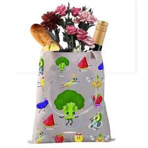 Funny Vegetable Fruit Canvas Tote Bag for Women Vegetable Print Tote Bag Reusable Grocery Bag Fruit Gift for Vegetable Lovers (Vegetable Tote Bag)