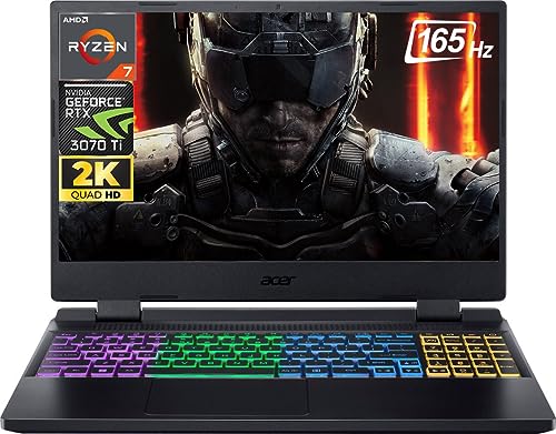 acer 2023 Newest Nitro 5 Gaming Laptop, 15.6" QHD IPS 165Hz Display, AMD Ryzen 7 6800H up to 4.7GHz, NVIDIA GeForce RTX 3070 Ti, 16GB DDR5 RAM, 1TB SSD, Wi-Fi 6E, Backlit Keyboard, Windows 11 Home