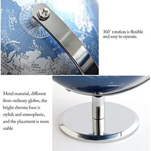 World Globe World Globe Latitude Longitude World Desk Globe With Chrome Metal Base Stand And High Clear Map Earth Globe For Home Office Globes decor (25cm Blue) (25cm Silver With L