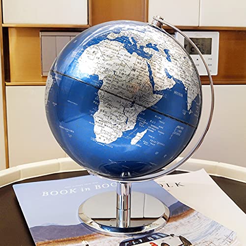 World Globe World Globe Latitude Longitude World Desk Globe With Chrome Metal Base Stand And High Clear Map Earth Globe For Home Office Globes decor (25cm Blue) (25cm Silver With L