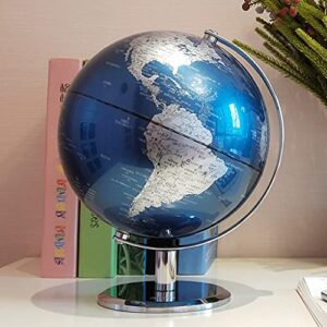 World Globe World Globe Latitude Longitude World Desk Globe With Chrome Metal Base Stand And High Clear Map Earth Globe For Home Office Globes decor (25cm Blue) (25cm Silver With L