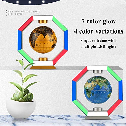 Magnetic Floating Globe, 6 Inch Polygonal Magnetic tation World Earth Globe Craft Home Office Desktop Decoration Ornament,Blue World Globe (Blue) (Blue)