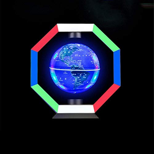 Magnetic Floating Globe, 6 Inch Polygonal Magnetic tation World Earth Globe Craft Home Office Desktop Decoration Ornament,Blue World Globe (Blue) (Blue)