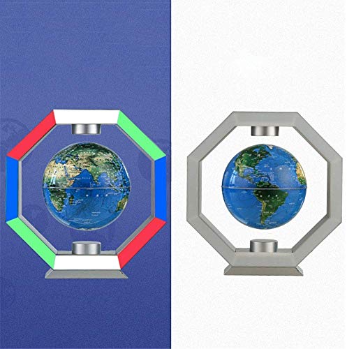 Magnetic Floating Globe, 6 Inch Polygonal Magnetic tation World Earth Globe Craft Home Office Desktop Decoration Ornament,Blue World Globe (Blue) (Blue)