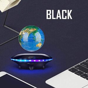 Magnetic Levitation Globes LED Wireless Transmission Touch Control Blue Floating Ball World Map Office Decoration Birthday Gifts Home Decor with Bluetooth Speaker (Black) (Black)