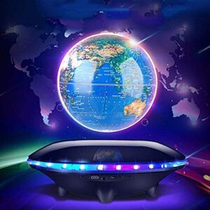 Magnetic Levitation Globes LED Wireless Transmission Touch Control Blue Floating Ball World Map Office Decoration Birthday Gifts Home Decor with Bluetooth Speaker (Black) (Black)