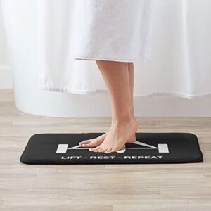 Lift Rest Repeat Weight-Lifting Indoor Doormat Home Entrance Interior Front Door Mat Anti-Slip Rubber Door Front Pad 16x24in