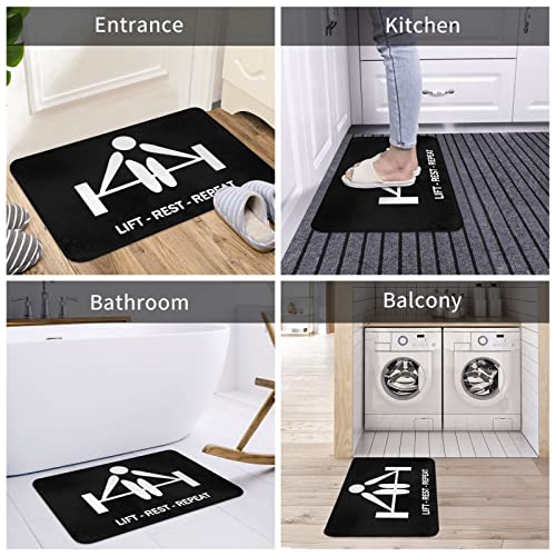 Lift Rest Repeat Weight-Lifting Indoor Doormat Home Entrance Interior Front Door Mat Anti-Slip Rubber Door Front Pad 16x24in