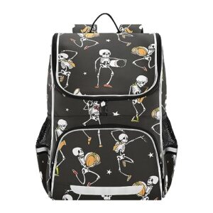 sletend large capacity printing student shoulder bag for children teenagers halloween skeleton laptop bag school bag for work school, men's and women's travel backpack