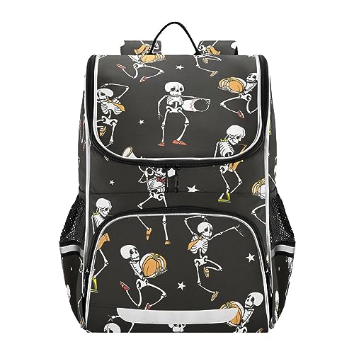 Sletend Large Capacity Printing Student Shoulder Bag for Children Teenagers Halloween Skeleton Laptop Bag School Bag for Work School, Men's and Women's Travel Backpack