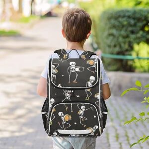 Sletend Large Capacity Printing Student Shoulder Bag for Children Teenagers Halloween Skeleton Laptop Bag School Bag for Work School, Men's and Women's Travel Backpack