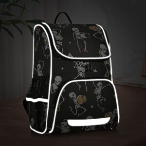 Sletend Large Capacity Printing Student Shoulder Bag for Children Teenagers Halloween Skeleton Laptop Bag School Bag for Work School, Men's and Women's Travel Backpack