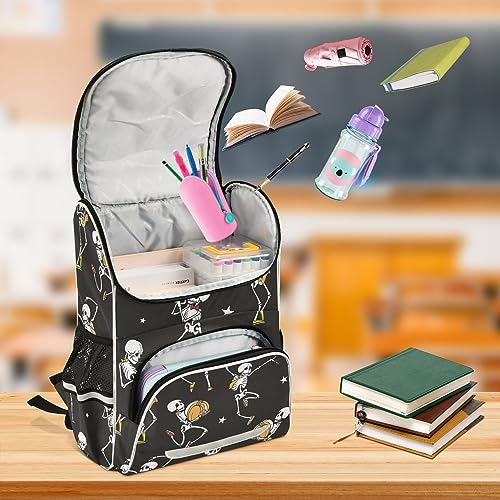 Sletend Large Capacity Printing Student Shoulder Bag for Children Teenagers Halloween Skeleton Laptop Bag School Bag for Work School, Men's and Women's Travel Backpack