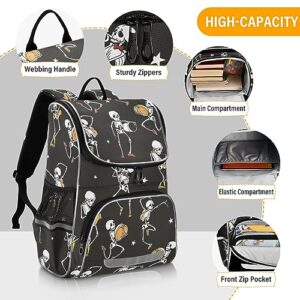 Sletend Large Capacity Printing Student Shoulder Bag for Children Teenagers Halloween Skeleton Laptop Bag School Bag for Work School, Men's and Women's Travel Backpack