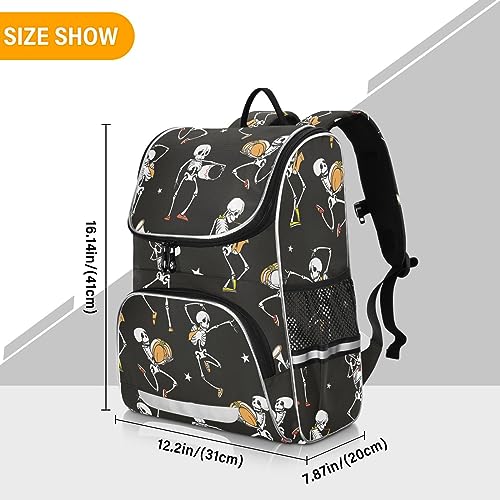 Sletend Large Capacity Printing Student Shoulder Bag for Children Teenagers Halloween Skeleton Laptop Bag School Bag for Work School, Men's and Women's Travel Backpack