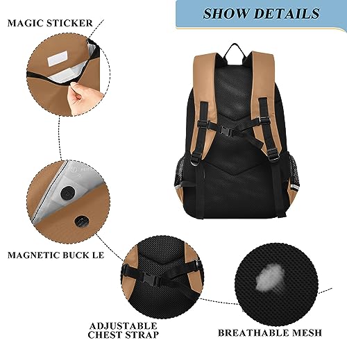 ODAWA Sand Brown Laptop Backpack 16 Inch for Men Middle School Backpack for Boys Book Bags for Boys