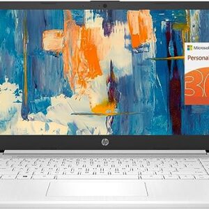 hp Stream Laptop, 14" HD Display, Intel Celeron N4120 Processor, 8GB Memory, 320GB Storage (64GB eMMC + 256GB Card), 1-Year Office 365, Webcam, HDMI, Wi-Fi, USB-C, Windows 11 Home, White, JVQ MP