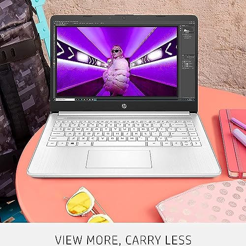 hp Stream Laptop, 14" HD Display, Intel Celeron N4120 Processor, 8GB Memory, 320GB Storage (64GB eMMC + 256GB Card), 1-Year Office 365, Webcam, HDMI, Wi-Fi, USB-C, Windows 11 Home, White, JVQ MP