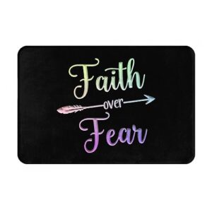 faith over fear indoor doormat home entrance interior front door mat anti-slip rubber door front pad 16x24in