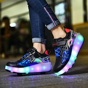 HHSTS Kids Shoes with Wheels LED Light Color Shoes Shiny Roller Skates Skate Shoes Simple Kids Gifts Boys Girls The Best Gift for Party Birthday Christmas Day