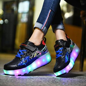 HHSTS Kids Shoes with Wheels LED Light Color Shoes Shiny Roller Skates Skate Shoes Simple Kids Gifts Boys Girls The Best Gift for Party Birthday Christmas Day