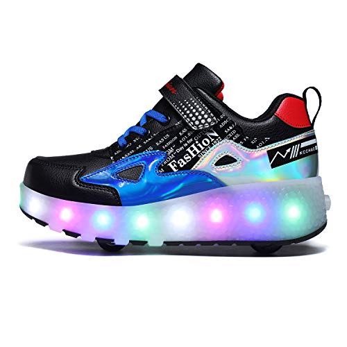 HHSTS Kids Shoes with Wheels LED Light Color Shoes Shiny Roller Skates Skate Shoes Simple Kids Gifts Boys Girls The Best Gift for Party Birthday Christmas Day