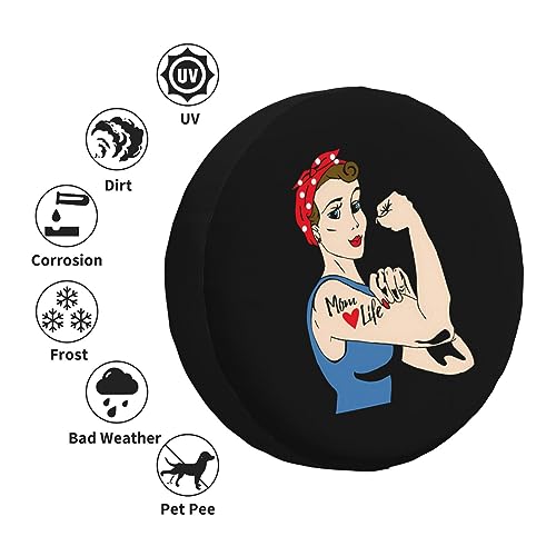 Vintage Mom Life,Funny Tire Cover Universal Fit Spare Tire Protector for Truck, SUV, Trailer, Camper, Rv