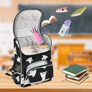 Sletend Large Capacity Printing Student Shoulder Bag for Children Teenagers White Ghost Laptop Bag School Bag for Work School, Men's and Women's Travel Backpack