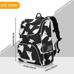 Sletend Large Capacity Printing Student Shoulder Bag for Children Teenagers White Ghost Laptop Bag School Bag for Work School, Men's and Women's Travel Backpack