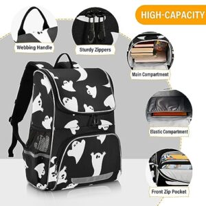 Sletend Large Capacity Printing Student Shoulder Bag for Children Teenagers White Ghost Laptop Bag School Bag for Work School, Men's and Women's Travel Backpack