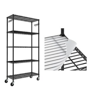 folews 5-tier wire shelving unit with wheels, heavy duty storage shelves metal shelf storage rack organizer wire shelf rack for kitchen garage