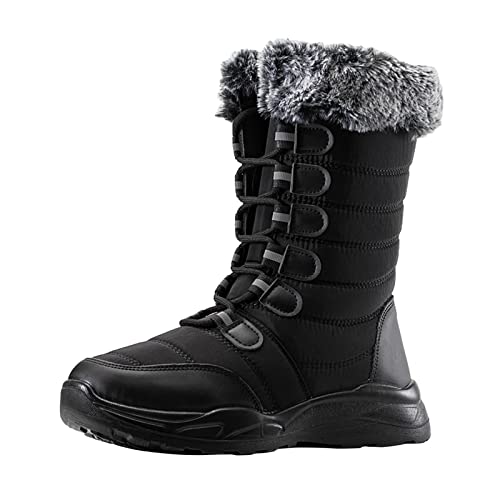 XRCQCAD Snow Boots for Women Pink Cowboy Boots for Women Black And Blue Womens Boots Knee High Sexy Steel Toe Flat Heel Warm Lace Up Boots Mountaineering Comfortable Outdoor Sexy Fashion Boots