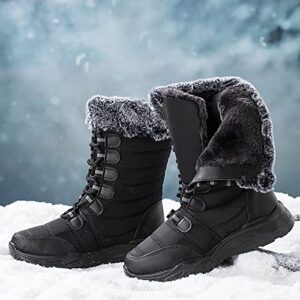 XRCQCAD Snow Boots for Women Pink Cowboy Boots for Women Black And Blue Womens Boots Knee High Sexy Steel Toe Flat Heel Warm Lace Up Boots Mountaineering Comfortable Outdoor Sexy Fashion Boots