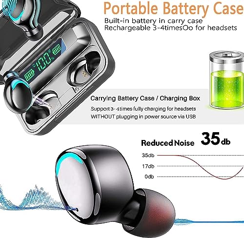 True Wireless Earphones, Powerful Customized Sound Effects, immersive Remote Connection Earphones with Charging Box, Waterproof Stereo Earphones with Built-in Microphone Earphones/