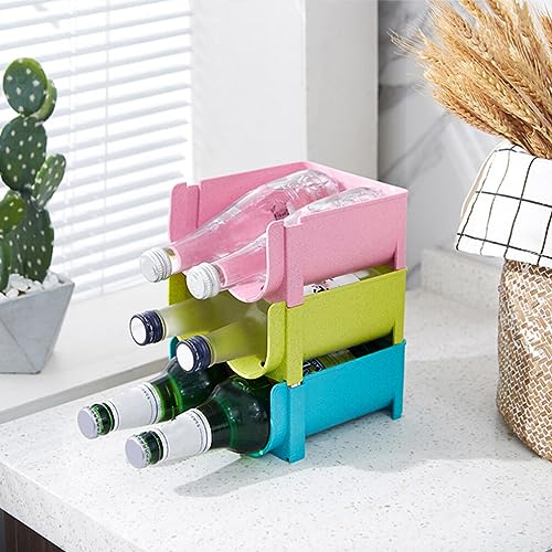 Luxshiny 3Pcs can Rack Refrigerator can Organizer soda can Dispenser for Refrigerator Stackable Bottle Holder Beverage Bottle Stand Fridge Beer Rack Multifunction Plastic Office Cupboard