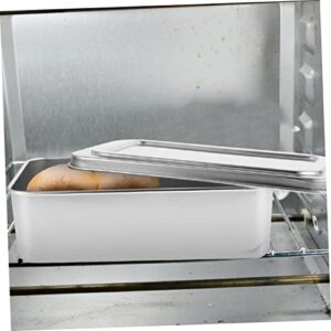 HOMSFOU Box Covered Baking Tray Bread Oven Bread Loaf Pans for Baking Stainless Steel Cake Pan Oven Box for Restaurant Bread Oven Box Bread Oven Tray Silver Metal Dish Stainless Steel